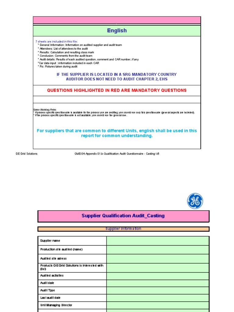 QME-04-Appendix 01.b-Qualification Audit Questionnaire - Casting-V7 ...
