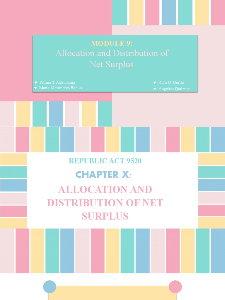 Module 9 Allocation and Distribution of Surplus | PDF