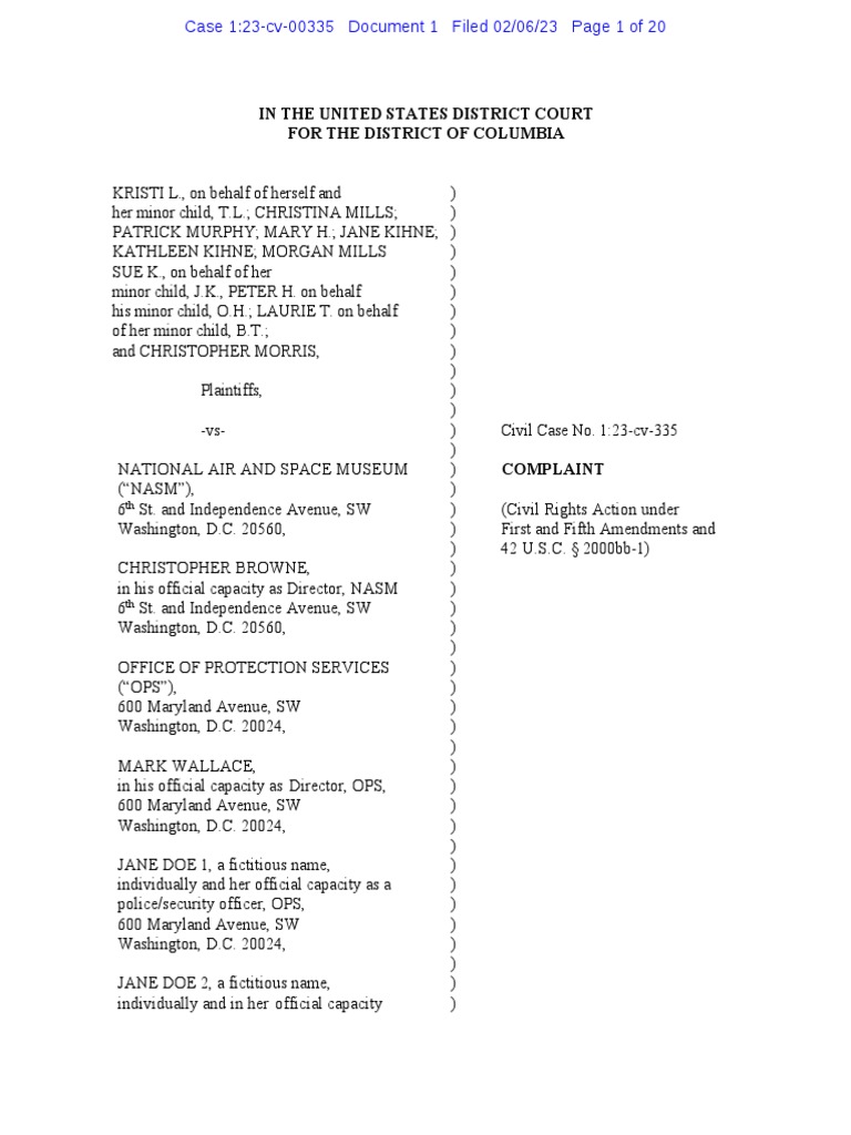 Pro-Life Plaintiffs vs. NASM Complaint | PDF | Complaint | Rosary
