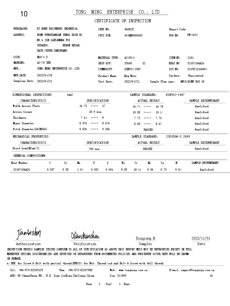 304 Hex Nut M10 1 5 Pdf Screw Metalworking