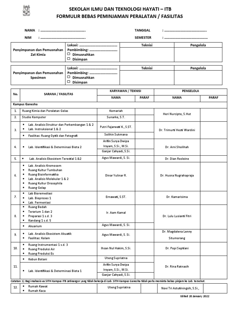 New Format - Formulir Bebas Pinjam - 2021 (Edited 20 January 2022) | PDF