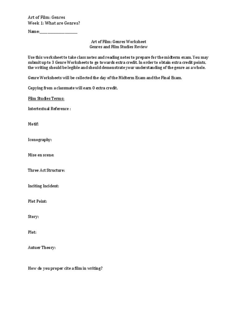 What Are Genres Worksheet | PDF