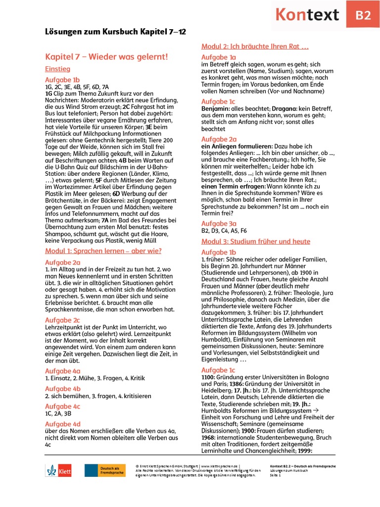 Kontext B2-2 KB Loesungen | PDF