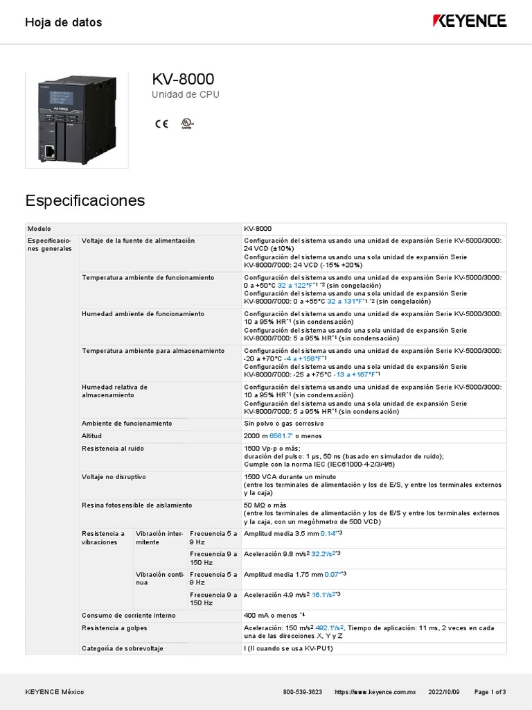 KV 8000 Datasheet | PDF | Poco | Memoria de acceso aleatorio