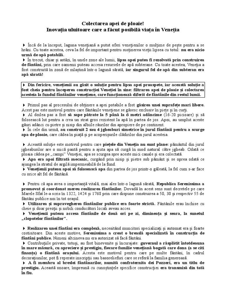 Apa de Baut in Venetia | PDF