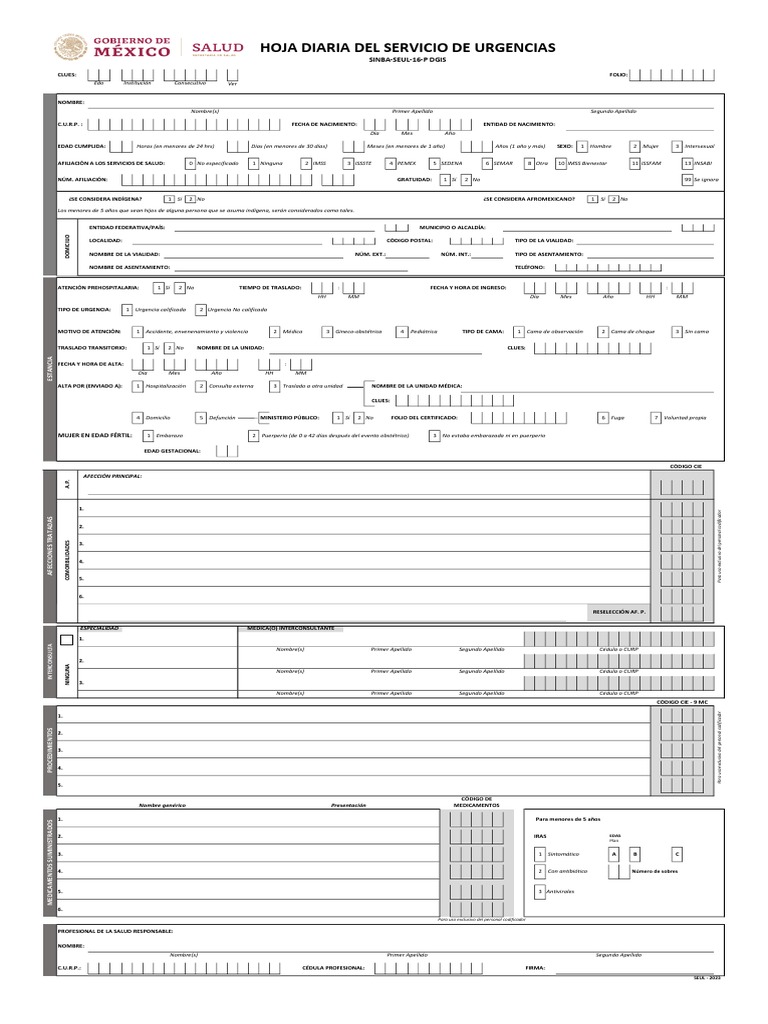 Formato Urgencias 2023 | PDF | Cuidado de la salud | Medicina