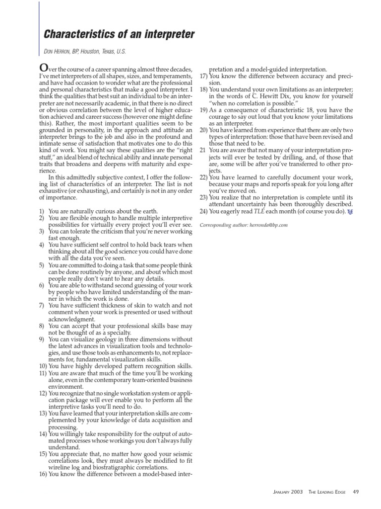 Characteristics of An Interpreter | PDF | Cognition | Psychology
