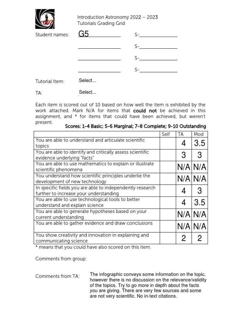 Grading Grid - Group 5 - As7, As8 - Mod | PDF Grading Grid - Group 5 - As7, As8 - Mod | PDF