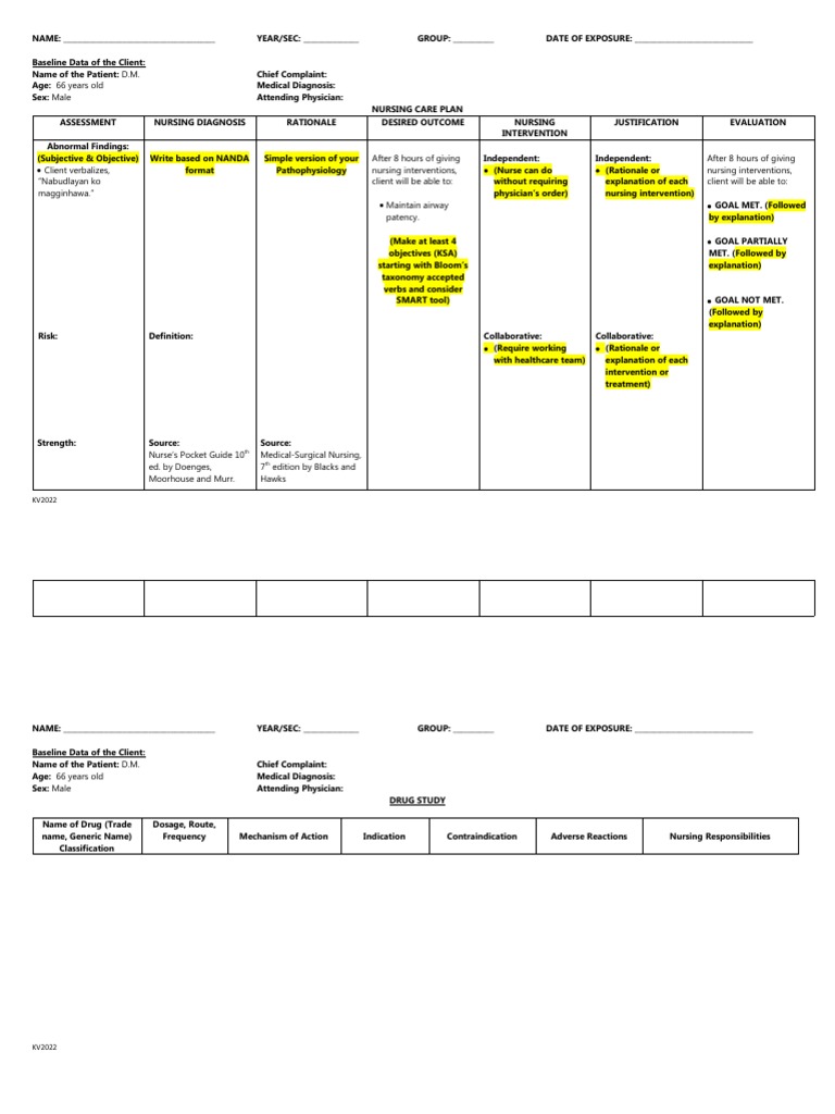 Rle Requirements Wardspcl Area NCP DS | PDF | Nursing | Medical Diagnosis