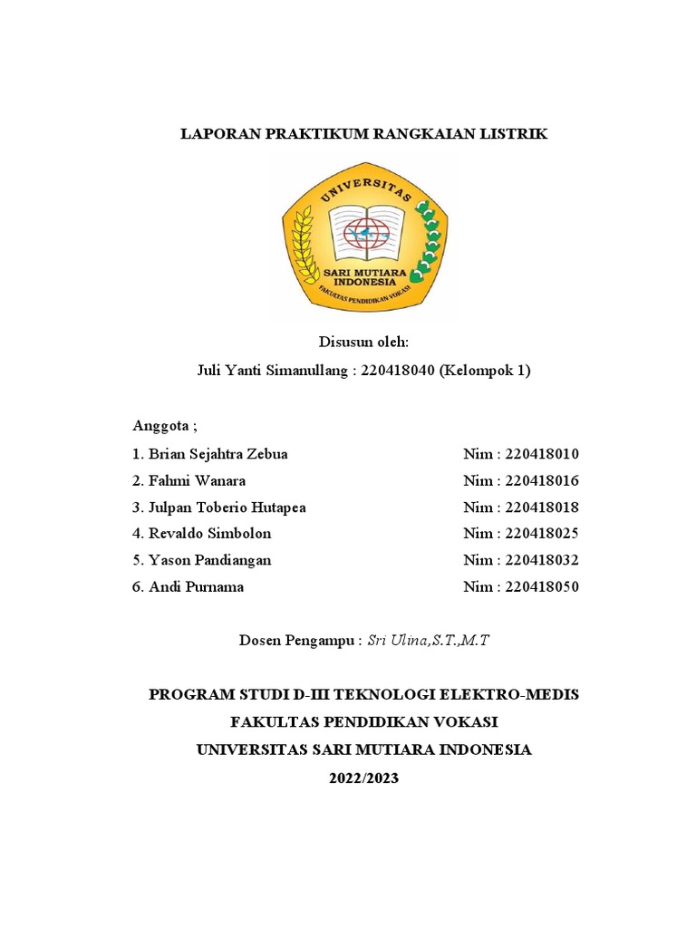 Laporan Praktikum Rangkaian Listrik Kelompok 1 | PDF