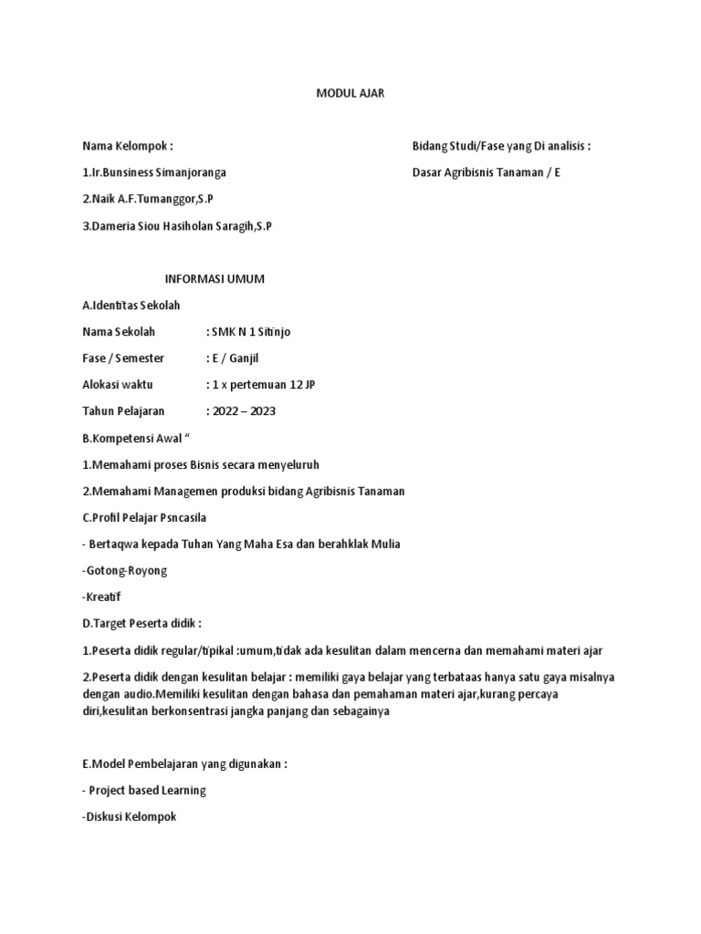 IHT Modul Ajar | PDF