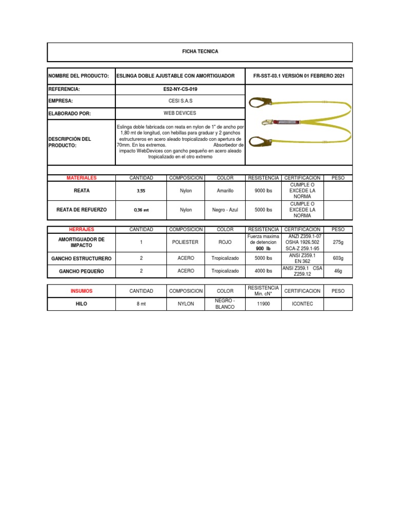 Eslinga Doble con Amortiguador | PDF | Materiales de construcción | Materiales