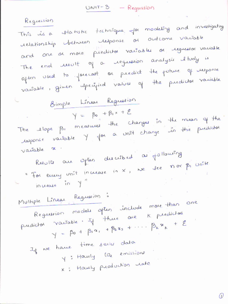 Unit 3 - Regression | PDF