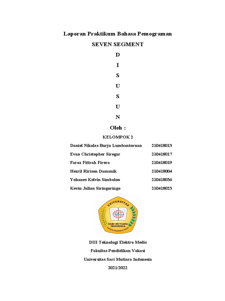 Laporan Praktikum Seven Segment Kelompok 2 | PDF | Metode & Bahan Ajar