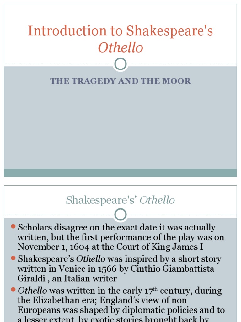 Introduction To Shakespeare - S Othello | PDF | Othello | Tragedy
