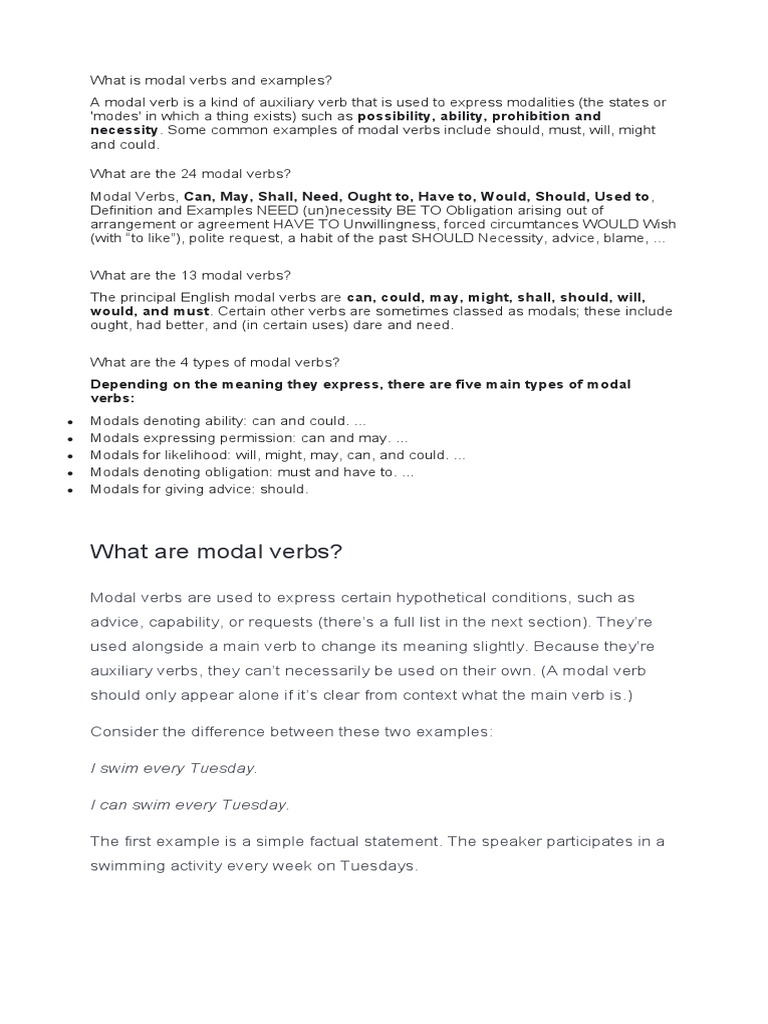 Understanding Modal Verbs in English | PDF | Verb | Grammatical Tense