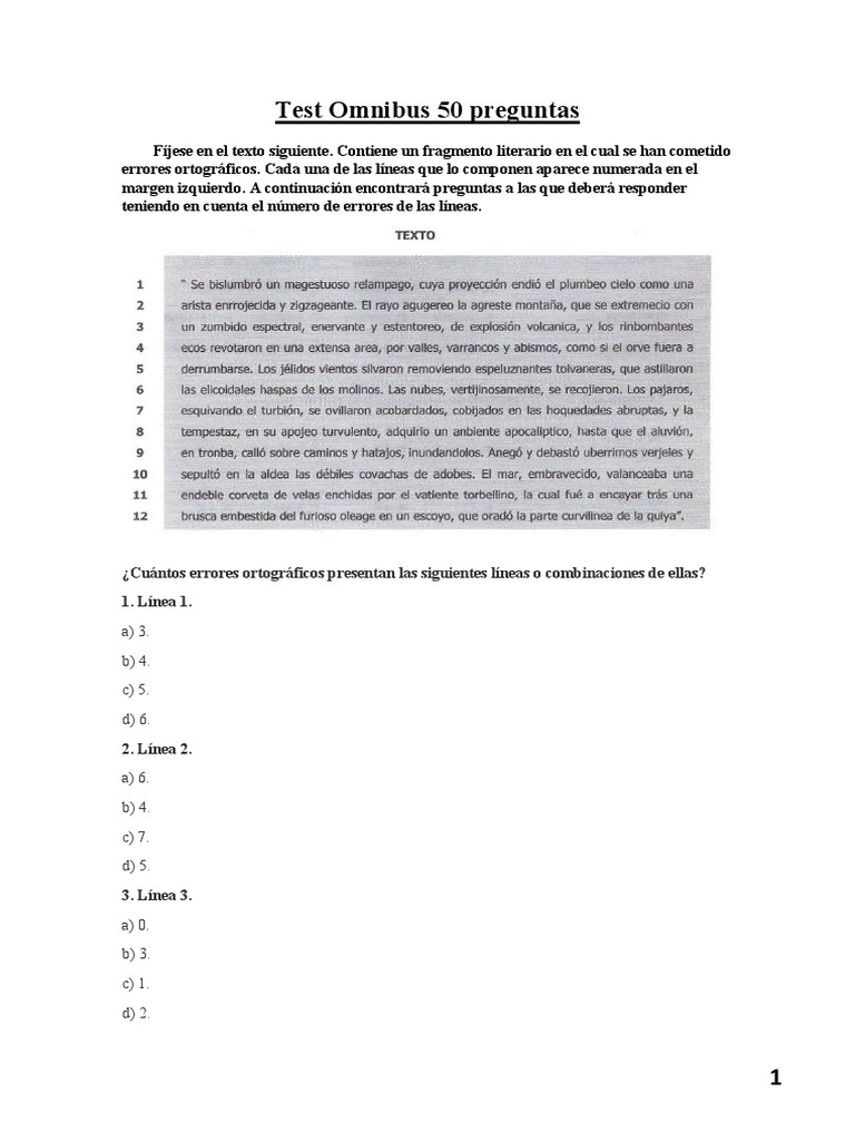 Test Psicotécnico - Omnibus 1 | PDF