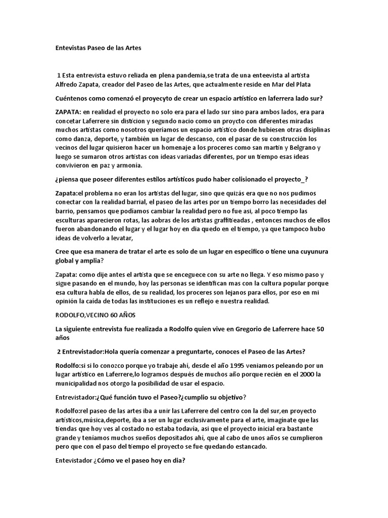 Entevistas Paseo de Las Artes | PDF
