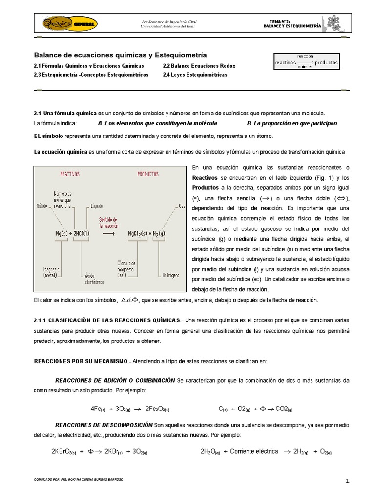 Tema2 Estequiometria Pdf Redox Mole Unidad