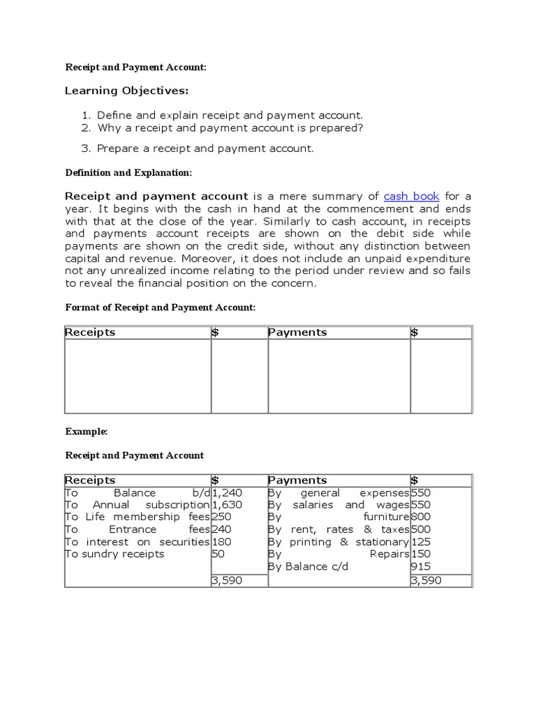 An Overview of Receipts and Payments Accounts: Their Definition, Format ...