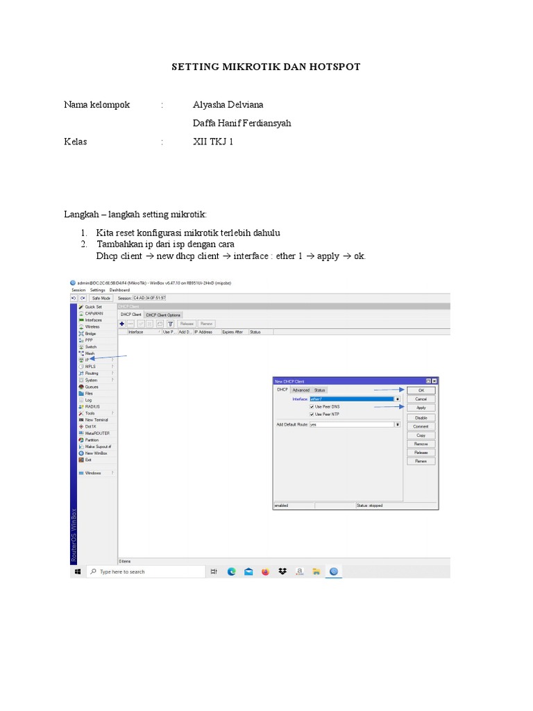 Langkah Langkah Mikrotik & Hotspot | PDF
