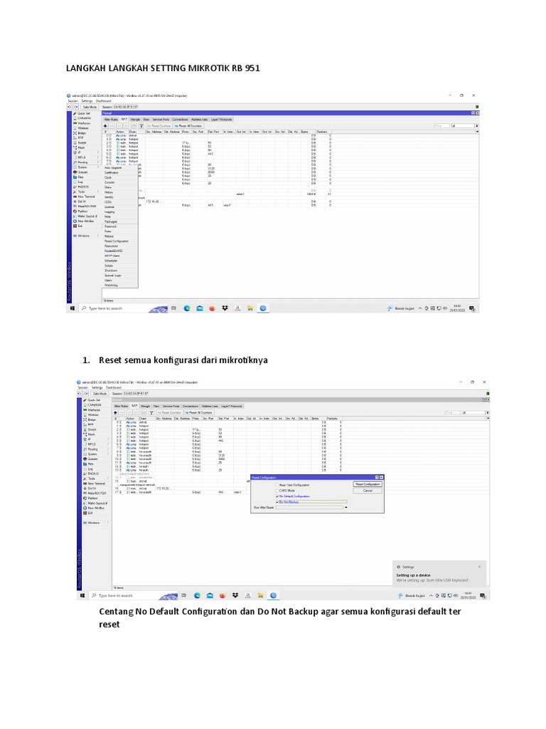 Langkah Langkah Setting Mikrotik RB 951 | PDF | Griya & Taman | Komputer