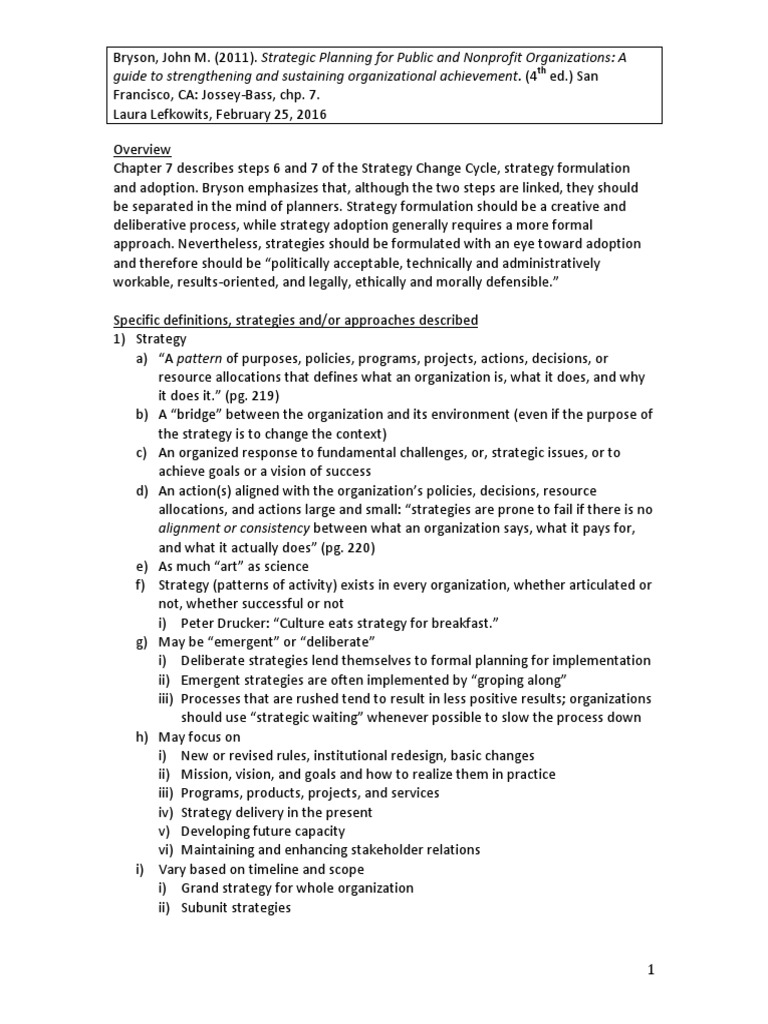 Bryson | PDF | Strategic Planning | Cognitive Science
