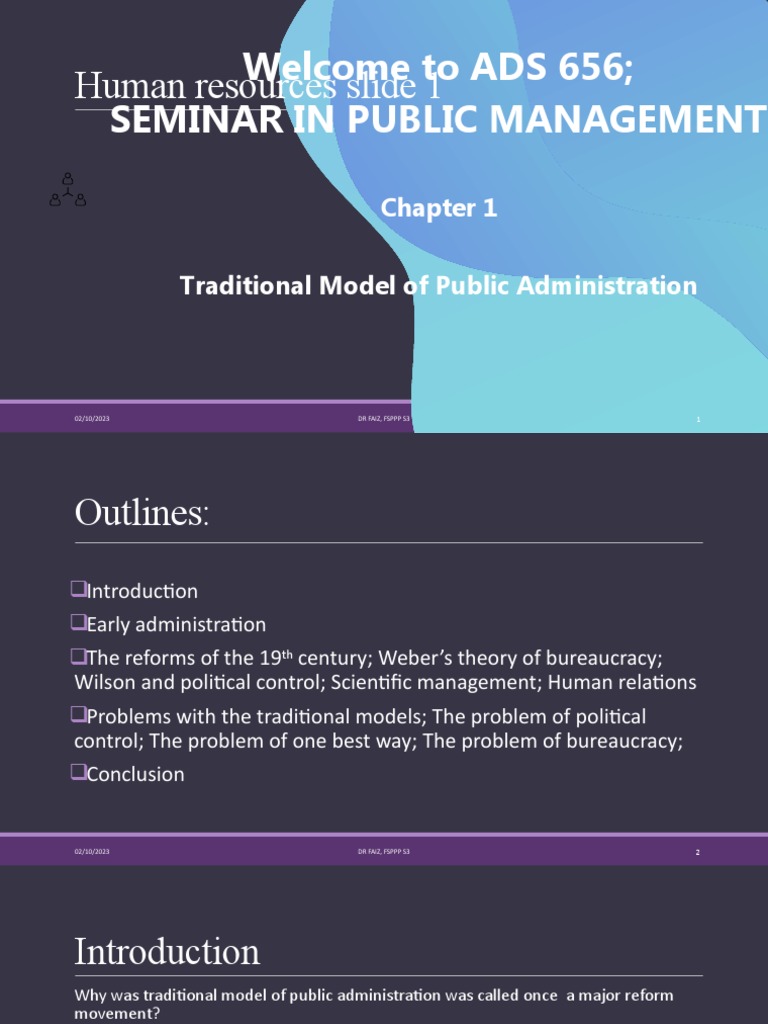 Chapter 1 Traditional Public Administration Ads656 Drfaizyaakob ...