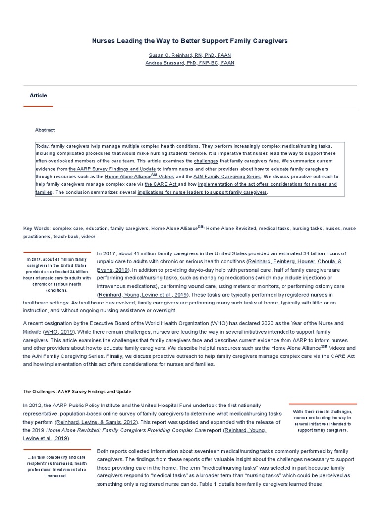 Nurses Leading The Way To Better Support Family Caregivers | PDF ...