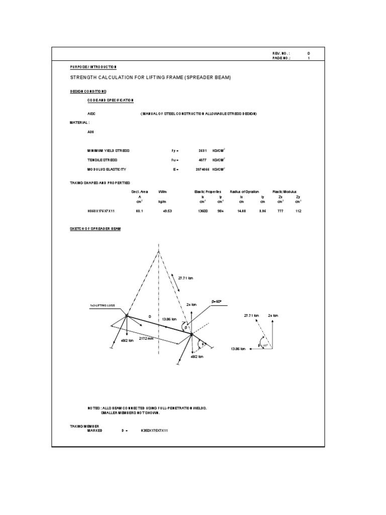 Spreader Beam Strength Calculation | PDF | Beam (Structure) | Strength ...