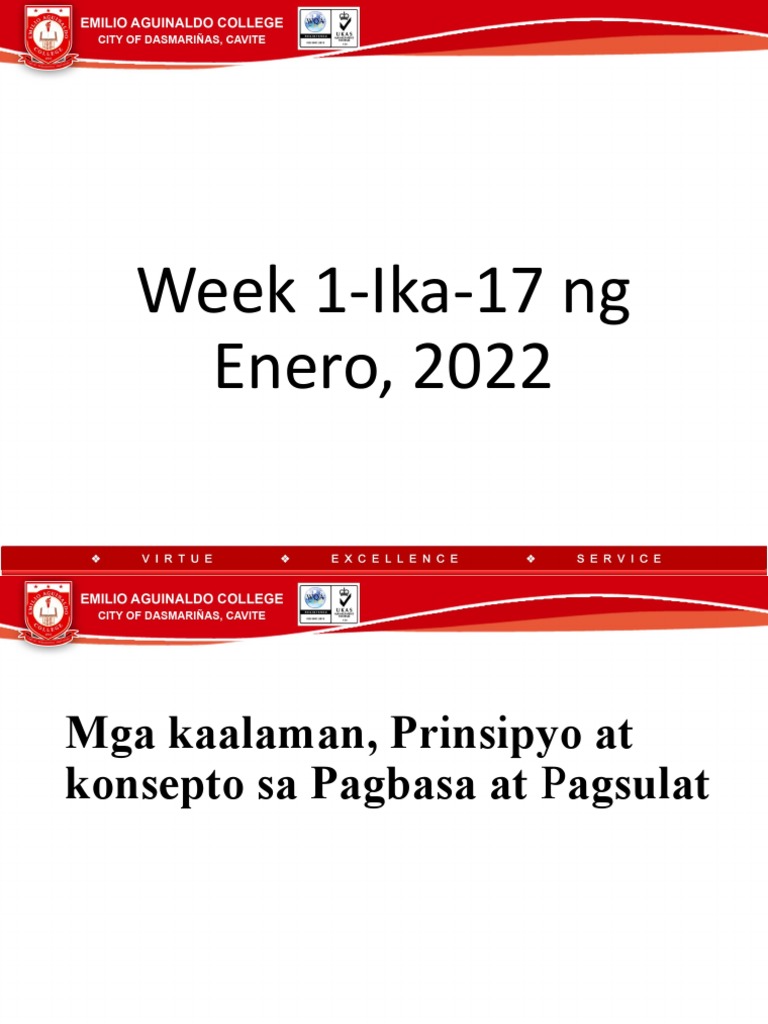 Week 1 Lesson 1-Pagbasa at Pagsulat | PDF