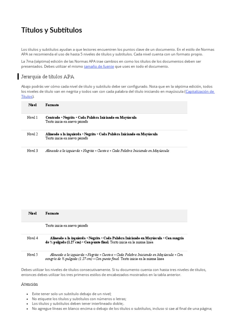 Títulos y Subtítulos en Normas APA | PDF