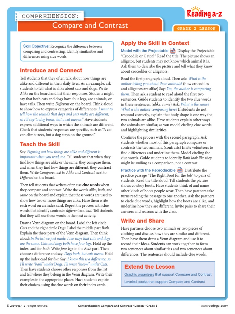 CP gr2 Compare Contrast Teacher Lesson Plan | PDF