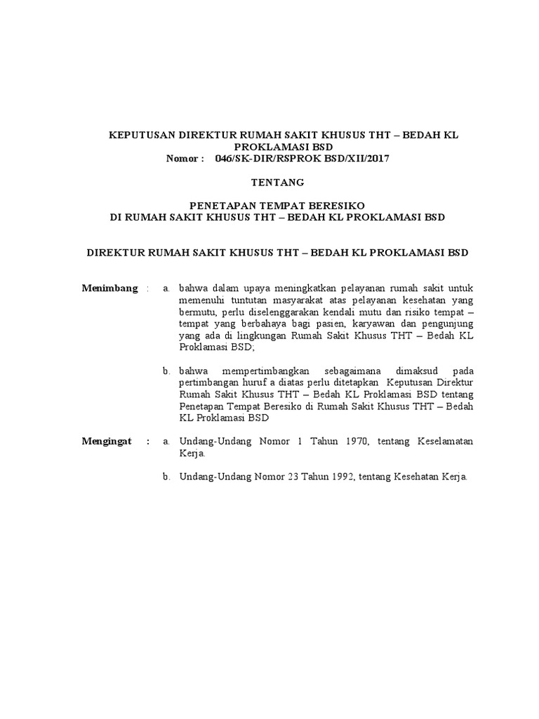 SK Penetapan Tempat Beresiko | PDF SK Penetapan Tempat Beresiko | PDF