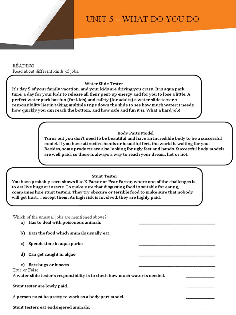 Amazing English 2 UNIT 5 WHAT DO YOU DO | PDF | Toys | Advertising