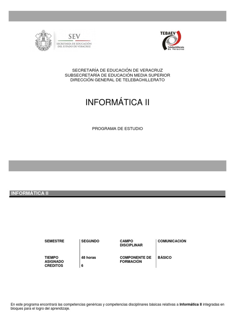 Informatica II | PDF | Plan de estudios | Maestros