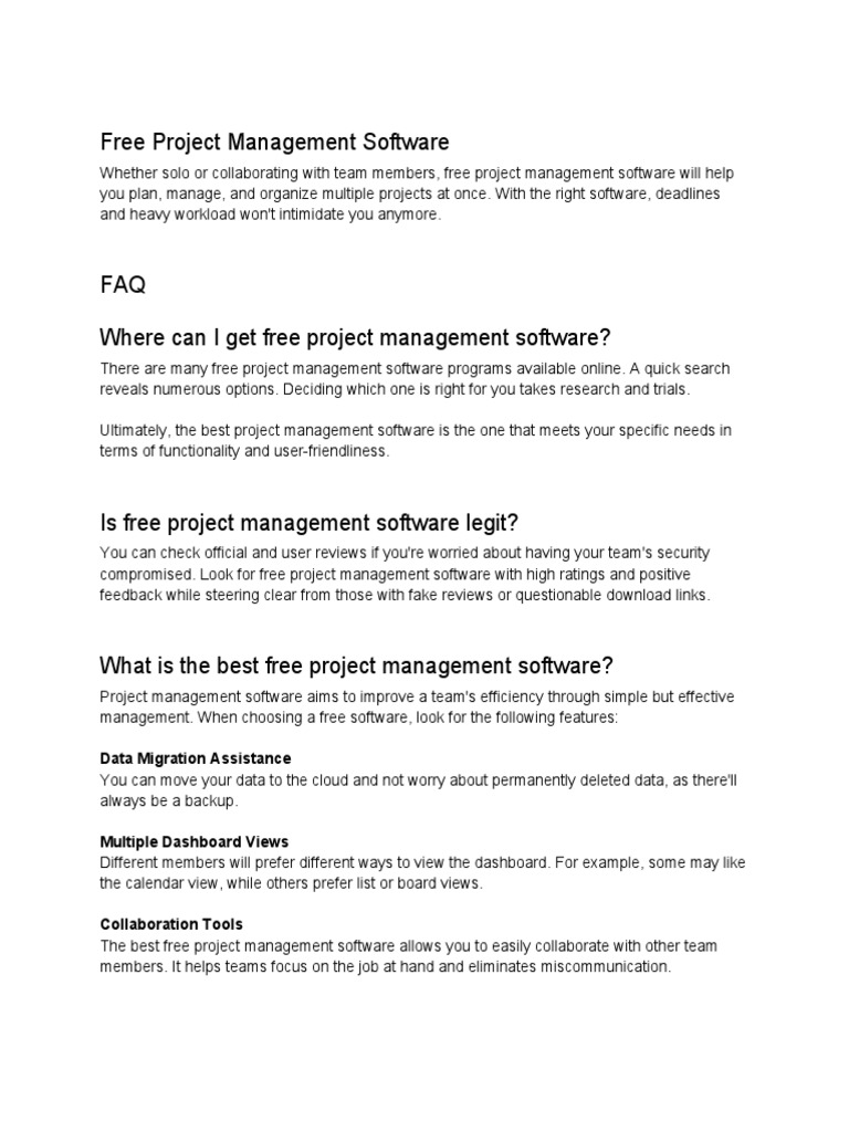 Free Project Management Software | PDF | Software | Project Management