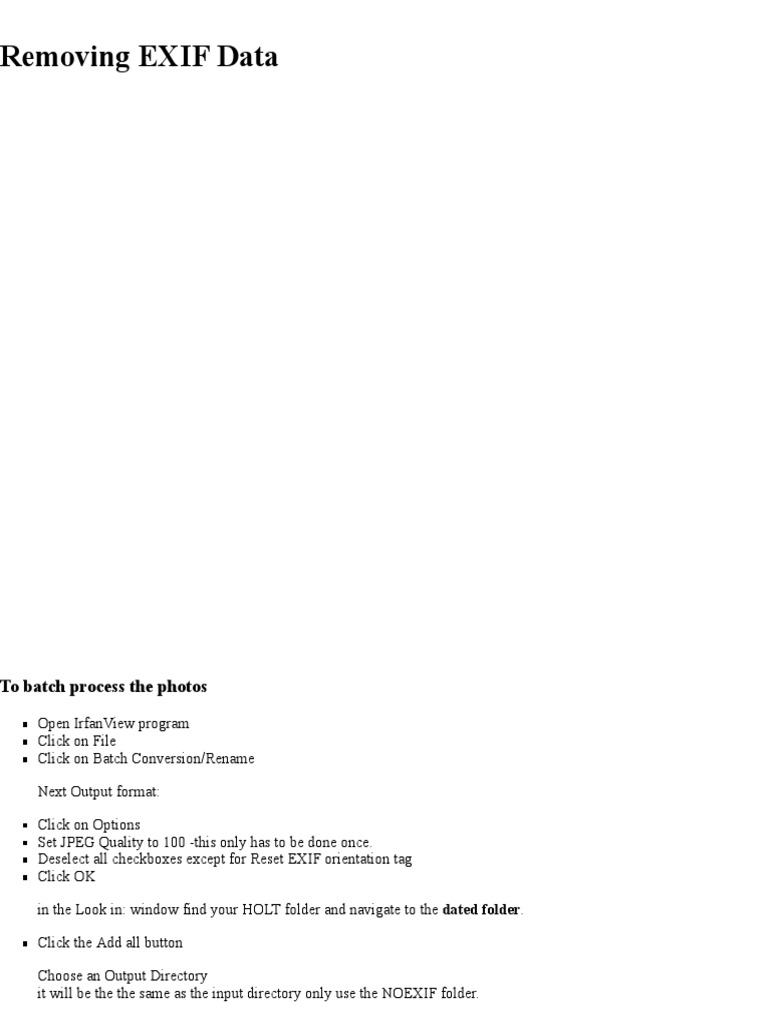 Removing EXIF Data From Images | PDF