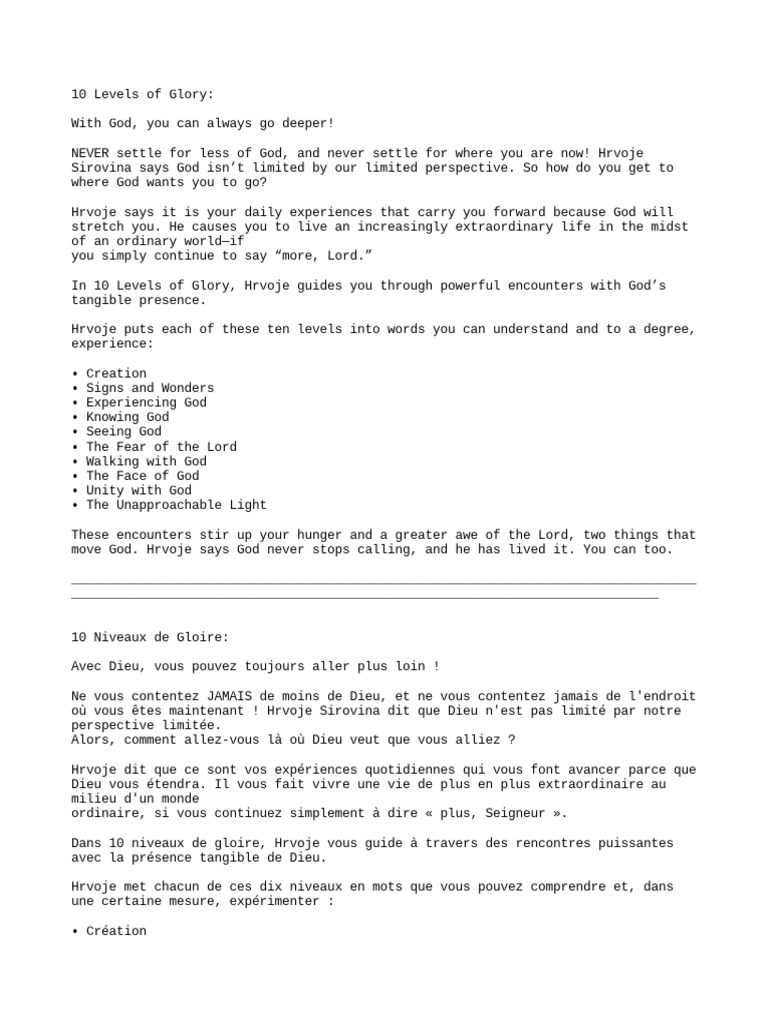 10 Levels of Glory | PDF | Développement personnel