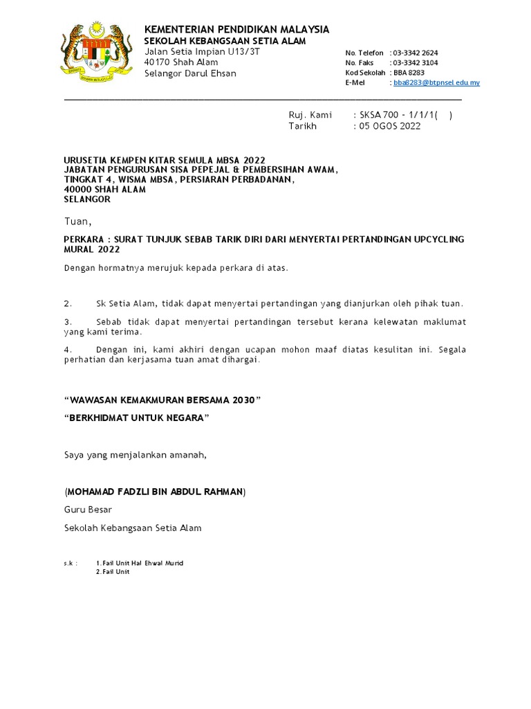 Surat Tunjuk Sebab | PDF