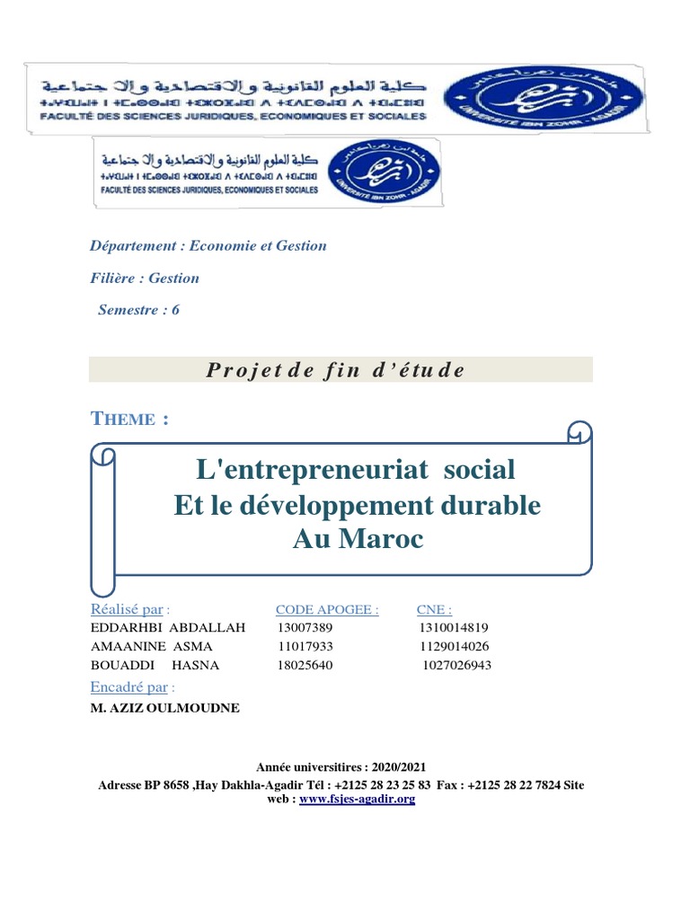 Impact de l'entrepreneuriat social au Maroc | PDF | Entrepreneuriat ...