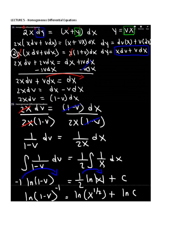 LECTURE 5 - Homogeneous Differential Equations | PDF