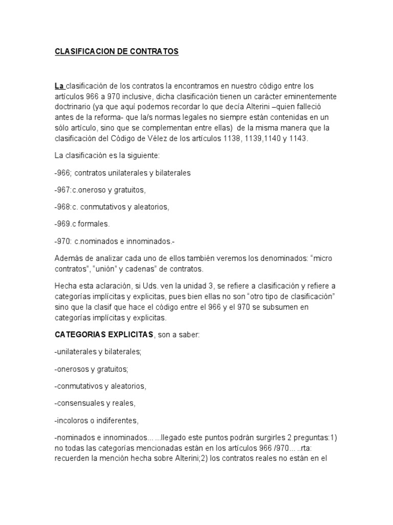 Clasificacion de Contratos | PDF