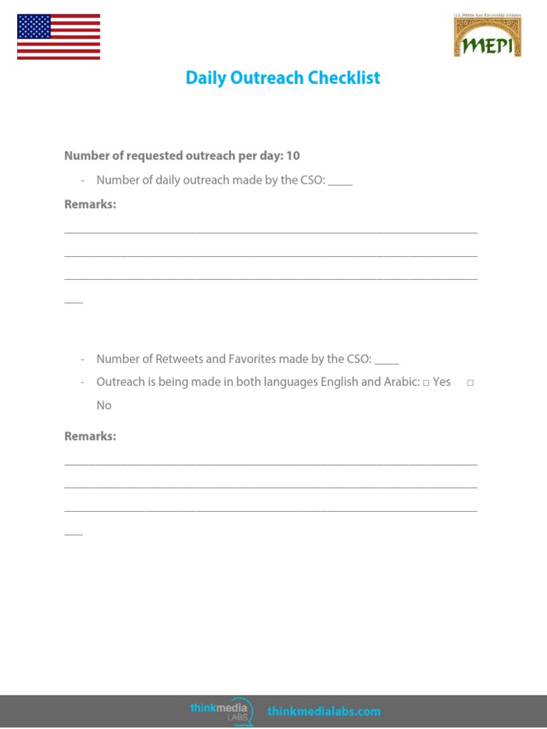 Checklist Daily Outreach | PDF