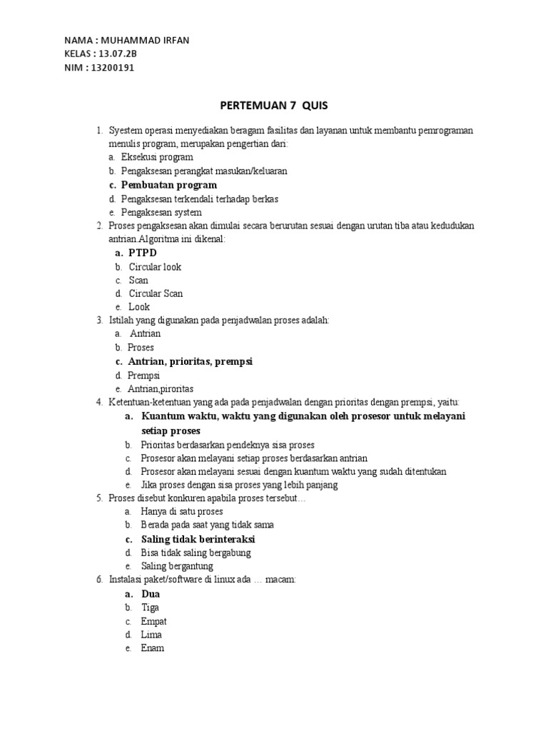 Sistem Operasi Pertemuan 7 | PDF