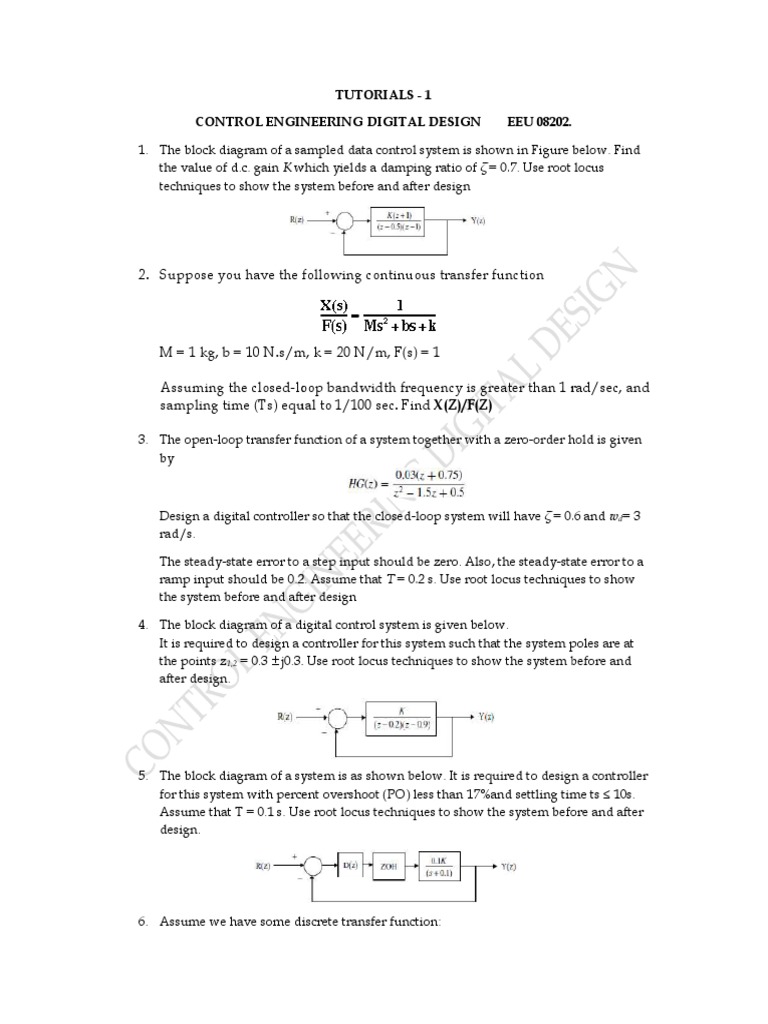 Digital Control System Design Tutorial | PDF | Control Theory | Electronics