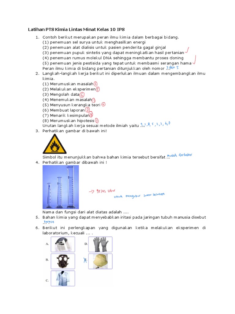 Latihan PTS Kimia Kelas 10 IPS | PDF | Sains & Matematika | Teknologi & Rekayasa