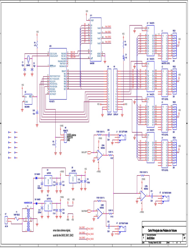 Pedal Volume Mixer - Main Board - Schematic | PDF