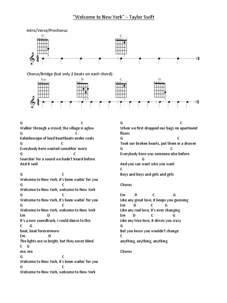Swift - Welcome To New York (Guitar) | PDF