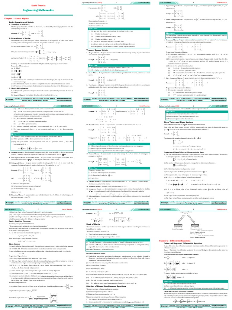 Maths Some Useful Theory (All Chapter) | PDF | Matrix (Mathematics ...